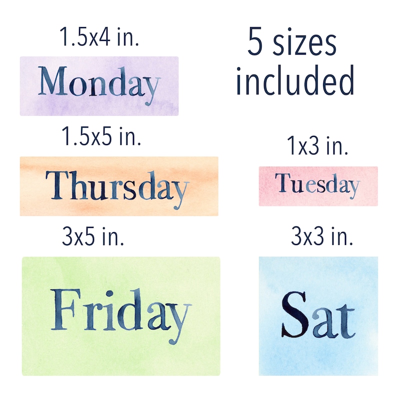 Printable Watercolor Days of the Week Cards Pocket Chart Days - Etsy