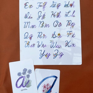Digital Download Full Cursive Alphabet Cards and Print, Watercolor ...