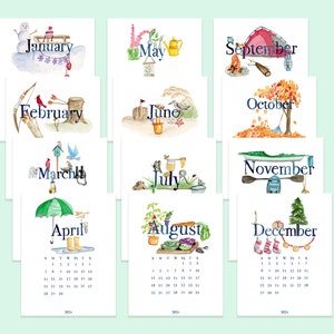 2023-2024 Printable Watercolor Nature Themed Calendar, Full Page ...