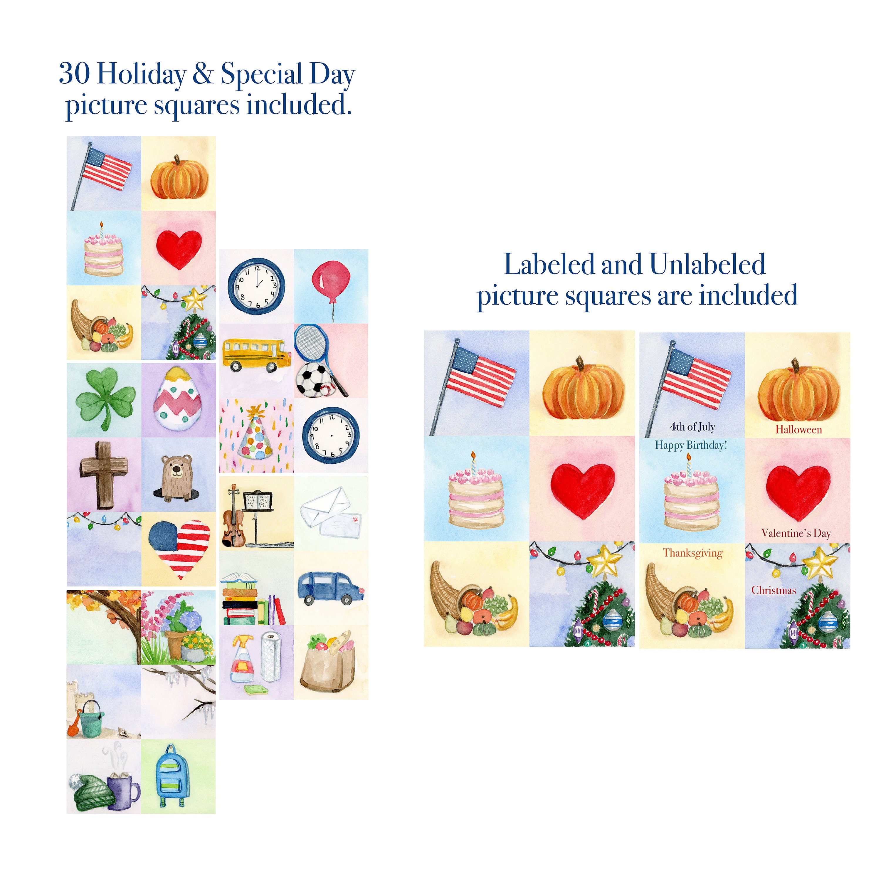 Digital Download Indigo Watercolor Calendar Numbers 3x3 and 2.5x2.5 ...