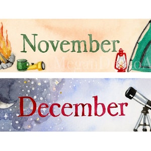 Watercolor Nature Themed Month Printable, Pocket Chart Calendar Months ...