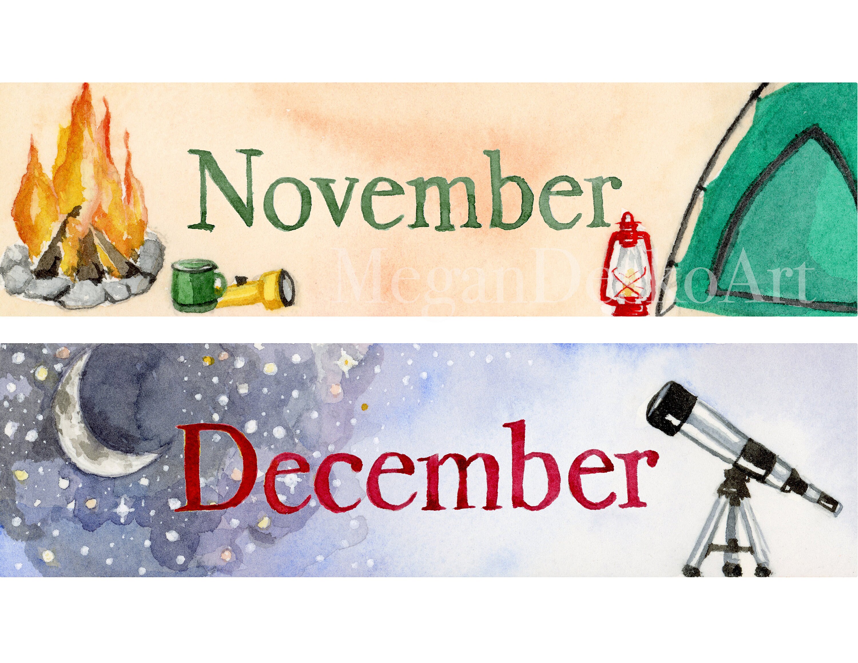 Watercolor Nature Themed Month Printable Pocket Chart - Etsy Australia