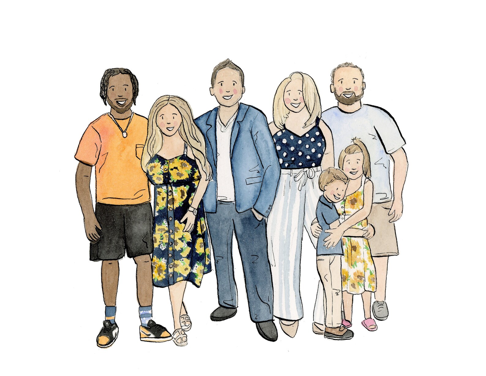 Custom Hand Painted Watercolor Family Portrait Hand Painted - Etsy