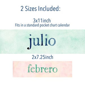 Spanish Pastel Watercolor Nature Themed Month Printable, Pocket Chart ...