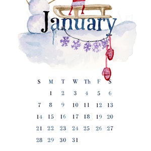 2023-2024 Printable Watercolor Nature Themed Calendar, Full Page ...