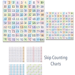 Digital Watercolor Hundreds Chart Printable; Pastel Hundreds Chart ...