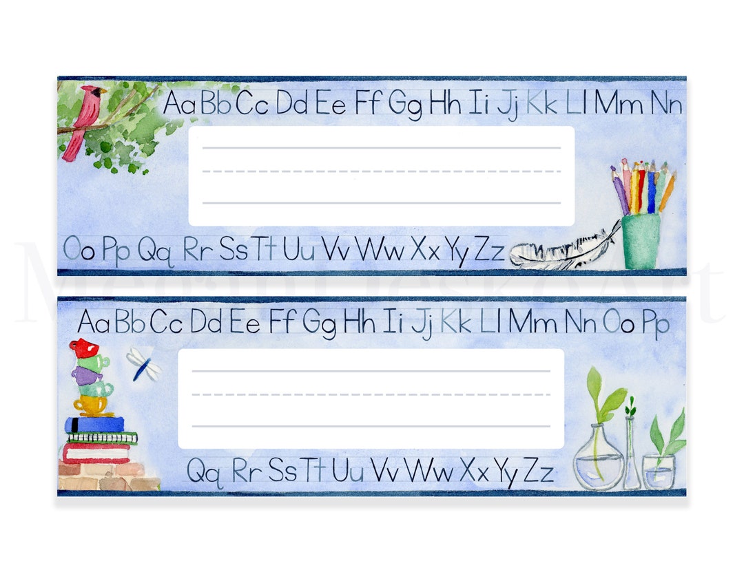 Nature Themed Watercolor Student Desk Name Plate Digital Download ...