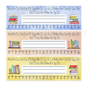 Watercolor Student Desk Name Plate Digital Download; Book Themed Desk ...