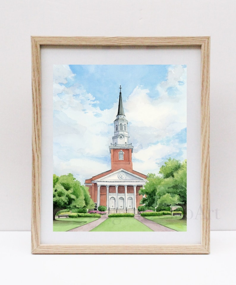 Binkley Chapel Wake Forest Watercolor Print, SEBTS Chapel Painting ...