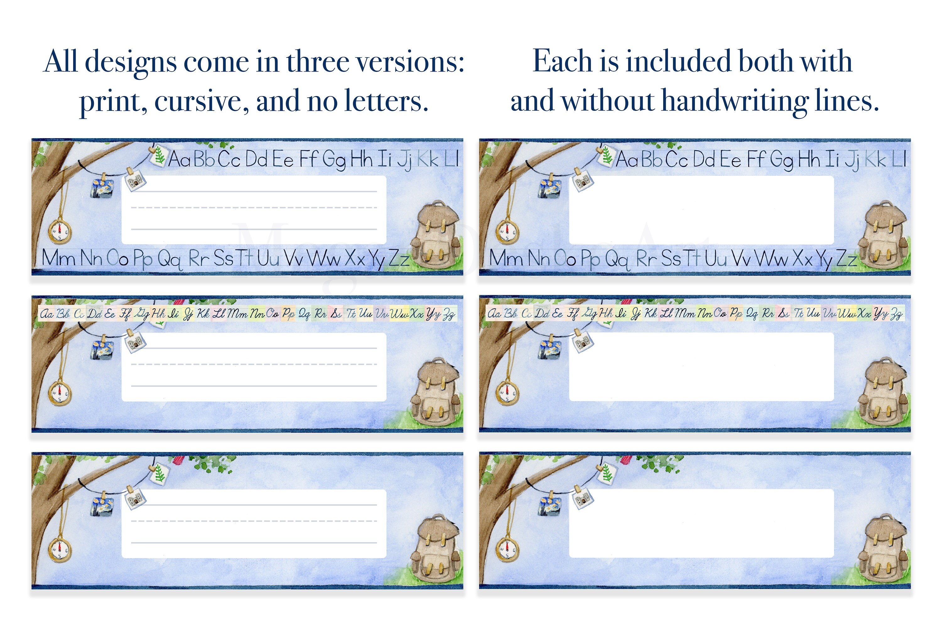 Nature Themed Watercolor Student Desk Name Plate Digital Download ...