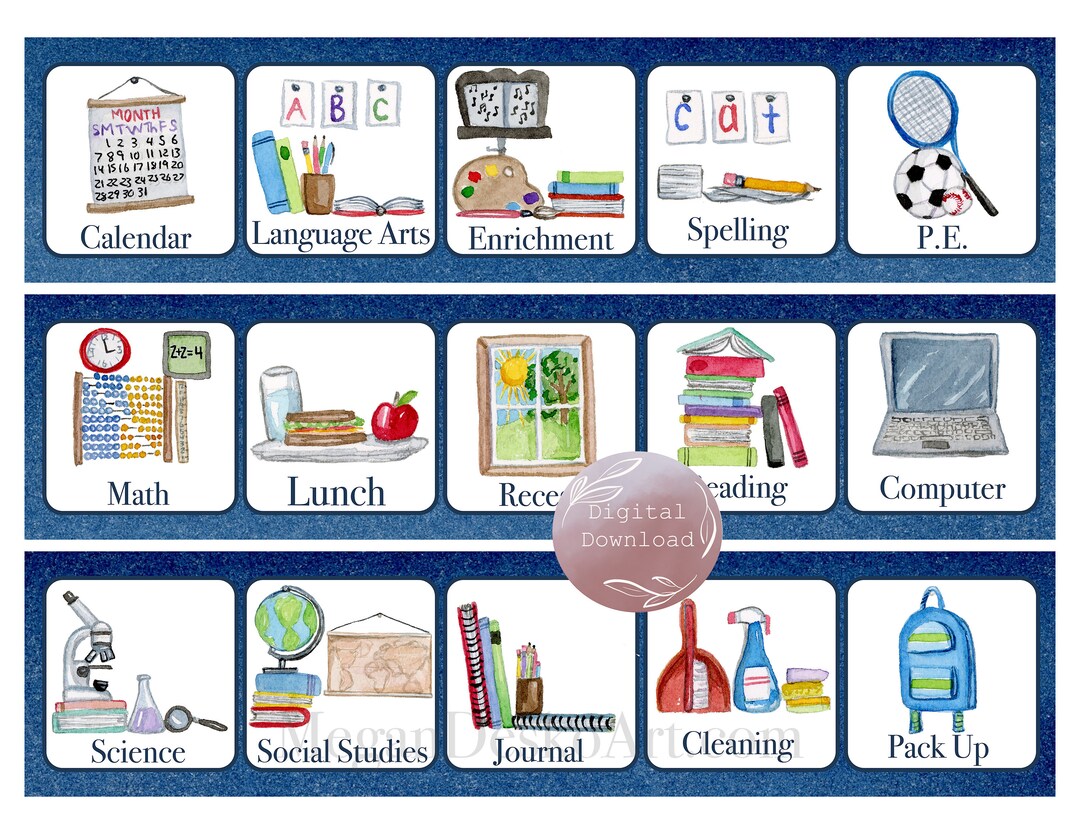 Picture Schedule With Desk Strip, Personal Student Picture Schedule ...