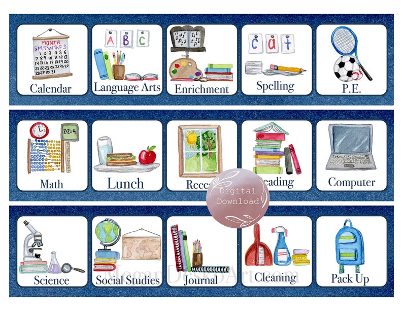 Picture Schedule With Desk Strip, Personal Student Picture Schedule ...