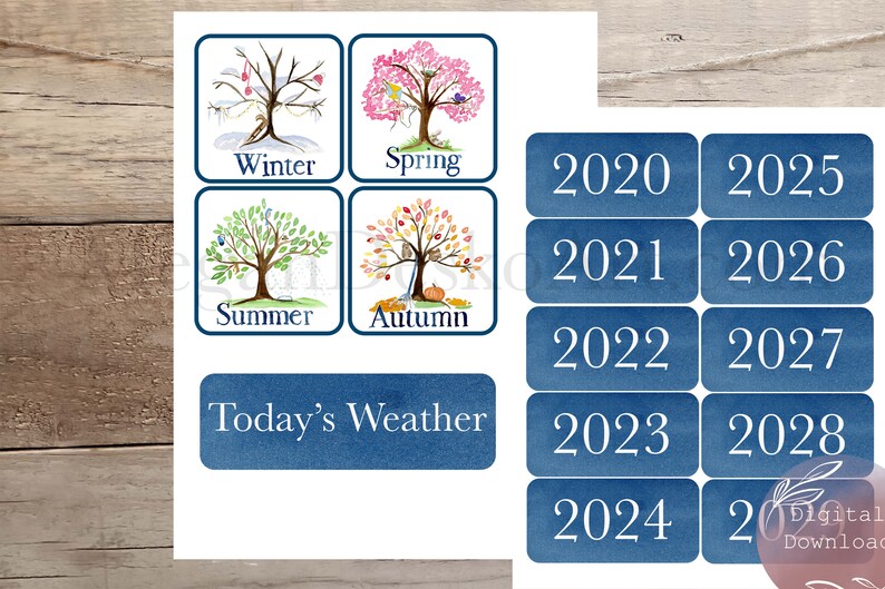 Digital Download Medium Watercolor Nature Calendar Kit - Etsy