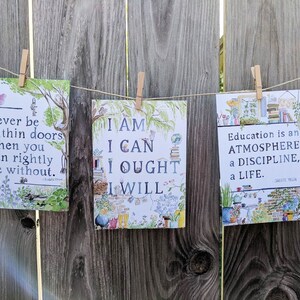 Set of Three Charlotte Mason Quote Watercolor Prints, I Am I Can I ...