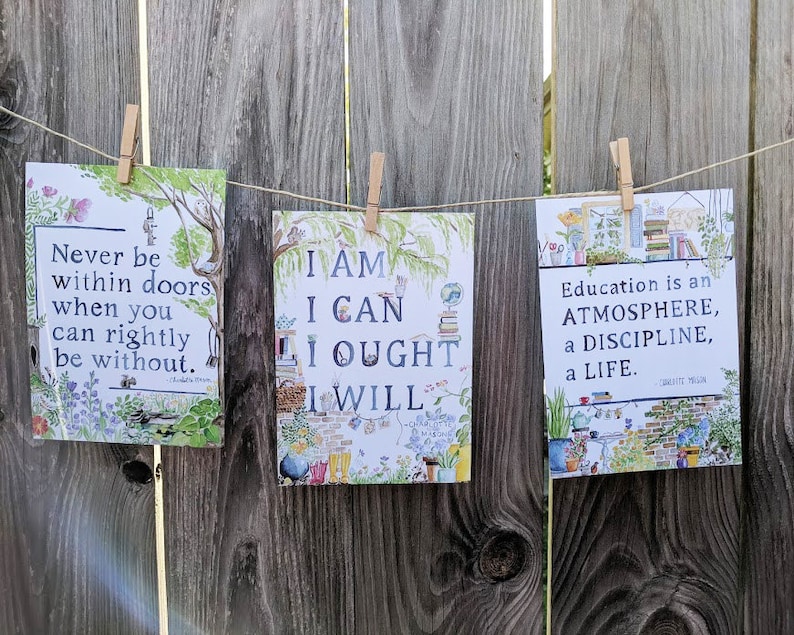 Set of Three Charlotte Mason Quote Watercolor Prints, I Am I Can I ...