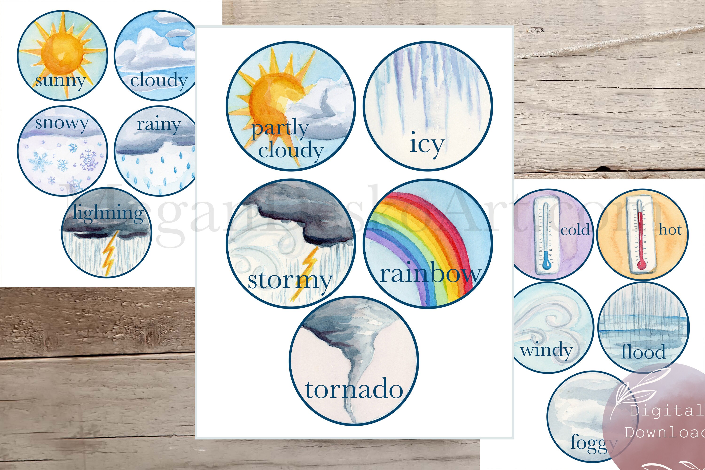 Digital Download Medium Watercolor Nature Calendar Kit - Etsy