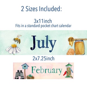 Watercolor Nature Themed Month Printable, Pocket Chart Calendar Months ...