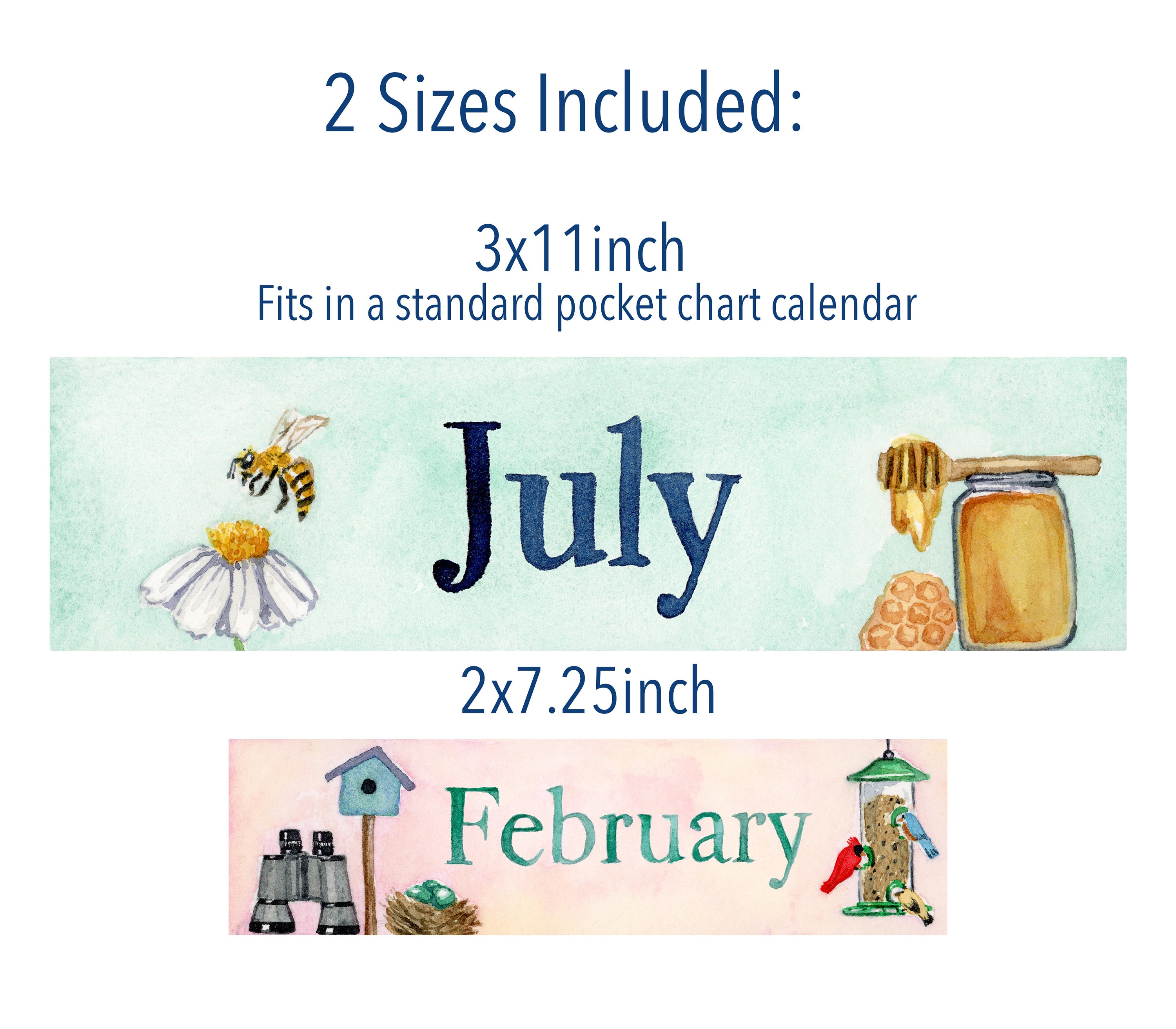 Watercolor Nature Themed Month Printable Pocket Chart - Etsy