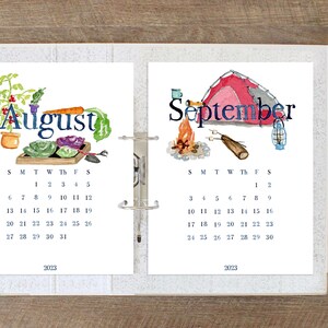 2023-2024 Printable Watercolor Nature Themed Calendar, Full Page ...
