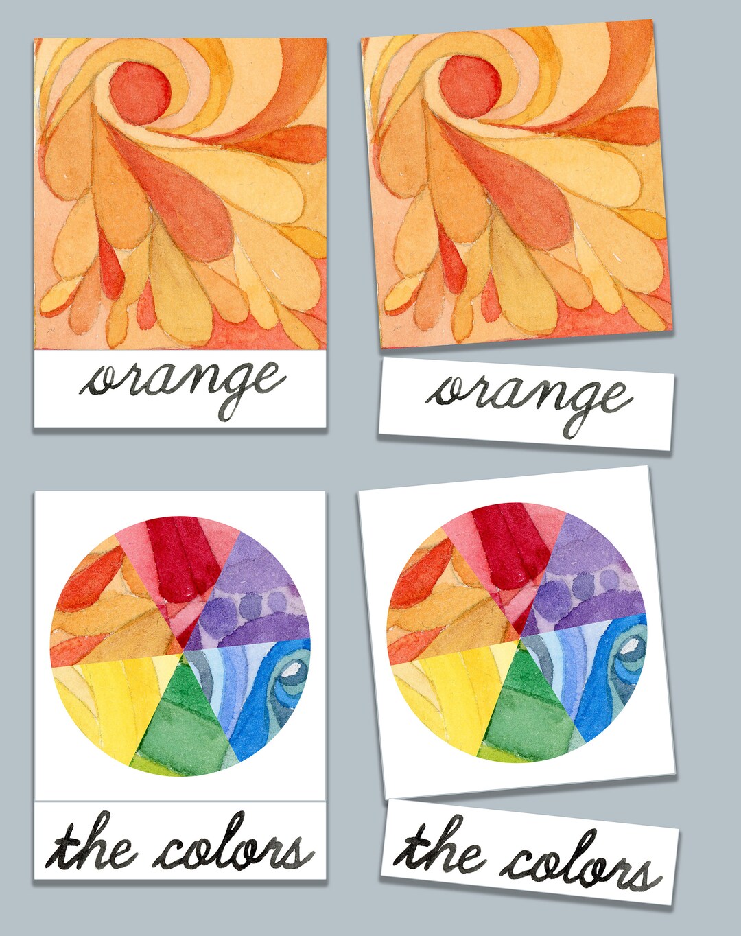 Digital Download 3 Part Cursive Color Cards, Three Part Montessori ...