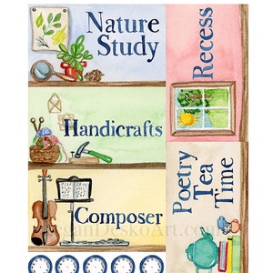 Watercolor Daily Rhythm Note Cards, Homeschool Picture Schedule ...