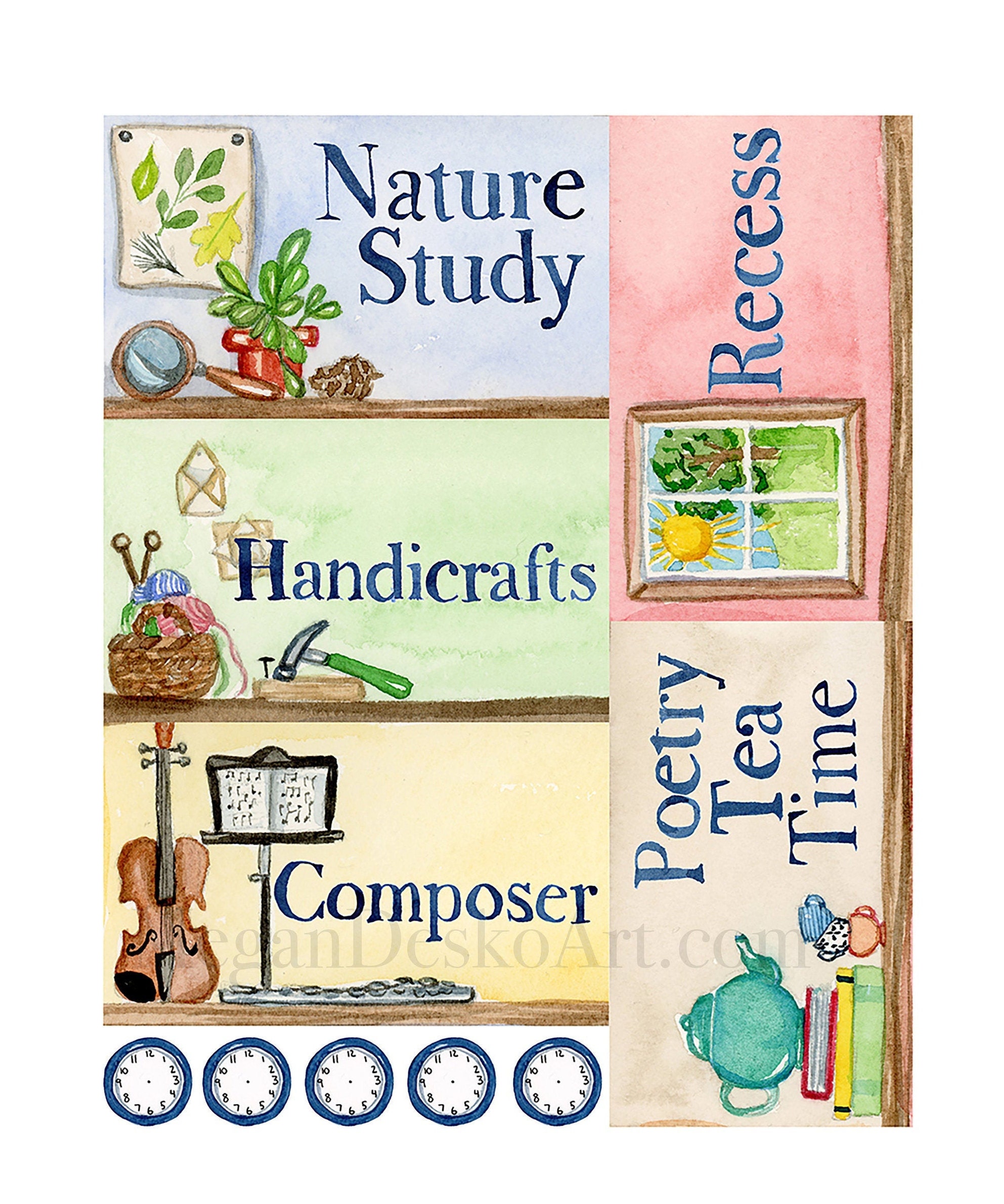 Watercolor Daily Rhythm Note Cards Homeschool Picture | Etsy