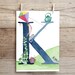 Letter K Teatime in the Garden Watercolor Print, Letter K Initial Art ...