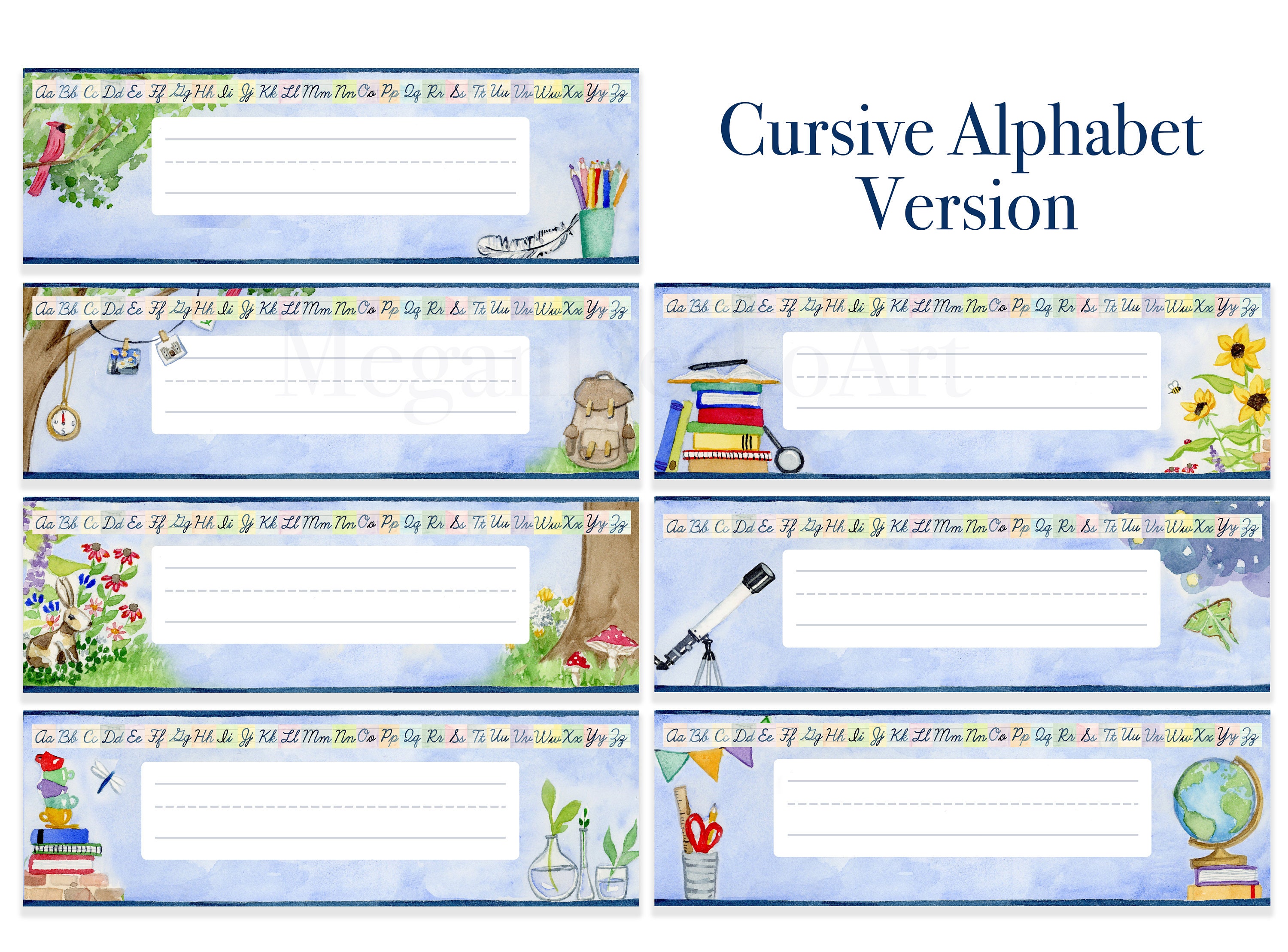 Nature Themed Watercolor Student Desk Name Plate Digital Download ...