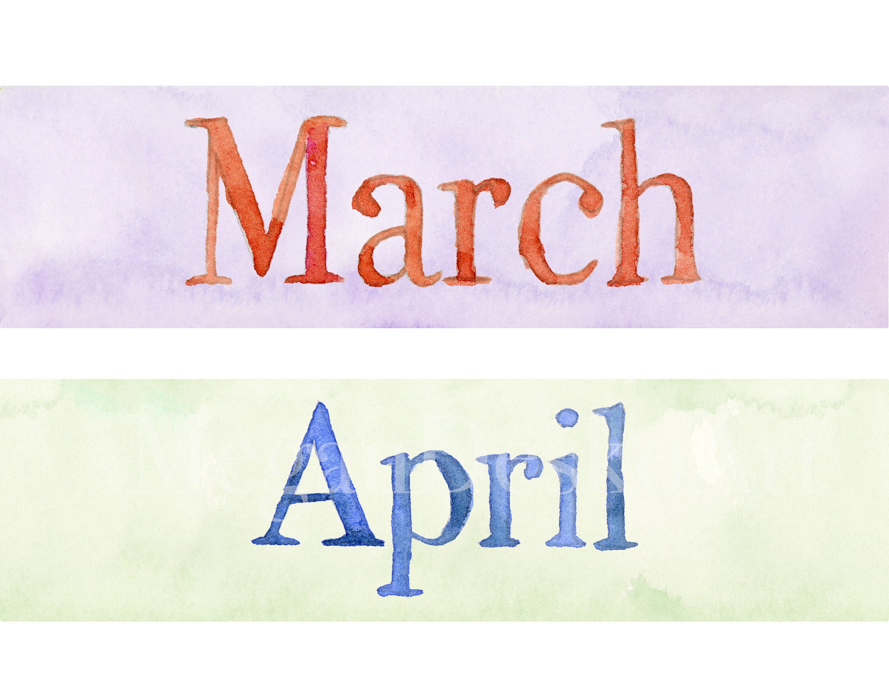 Watercolor Pastel Month Printable, Pocket Chart Calendar Months, School ...