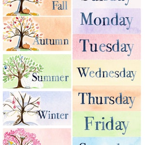 Watercolor Calendar Kit Bundle; Nature Themed Classroom Calendar ...