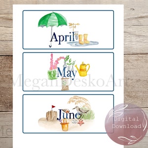 Digital Download Months, Nature Themed Month Cards, School Calendar ...