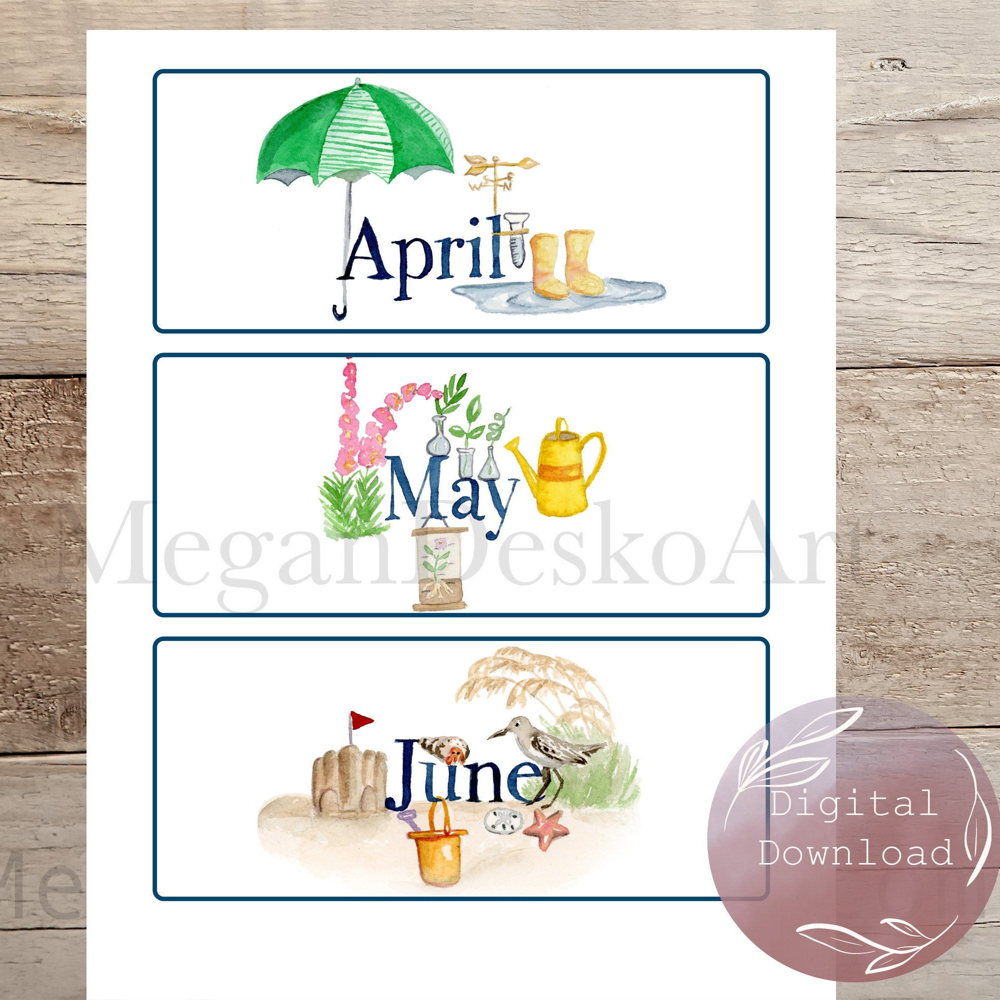 Digital Download Months Nature Themed Month Cards School | Etsy