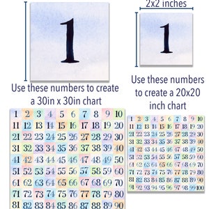Digital Watercolor Hundreds Chart Printable; Pastel Hundreds Chart ...