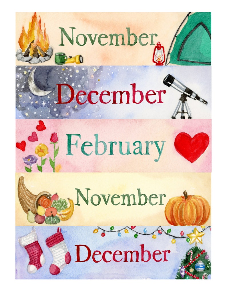 Watercolor Calendar Kit Bundle Nature Themed Classroom - Etsy