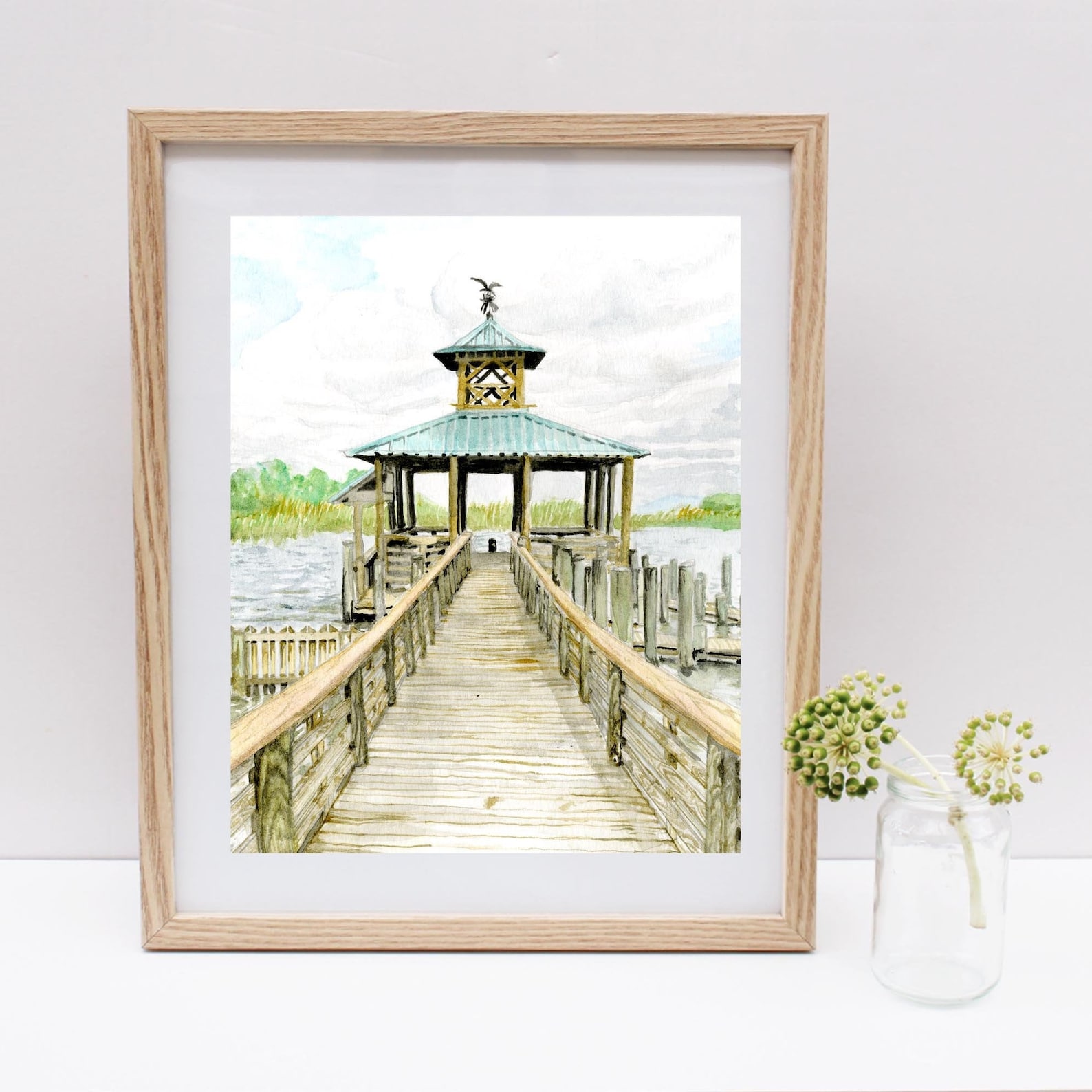 Dock on Mobile Bay Watercolor Painting, Mobile, Al Art, Dock Watercolor ...