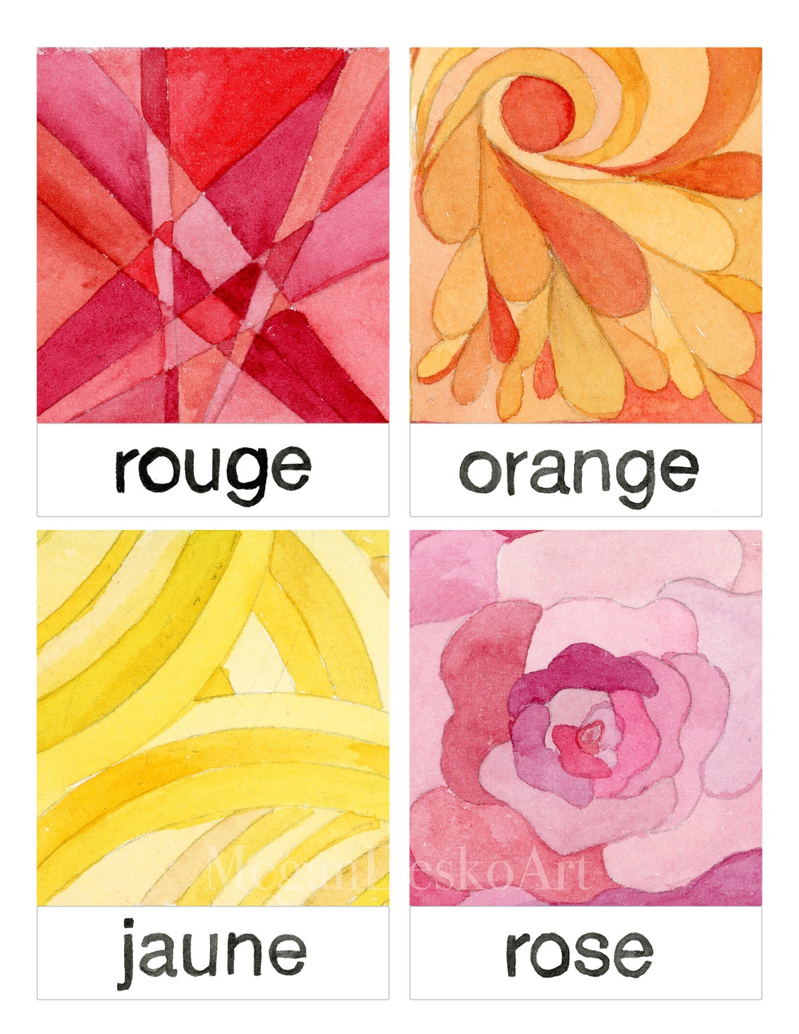 Digital Download 3 Part French Color Cards Three Part - Etsy