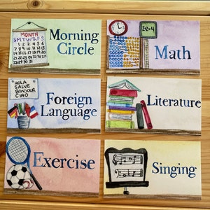 Watercolor Daily Rhythm Note Cards, Homeschool Picture Schedule ...