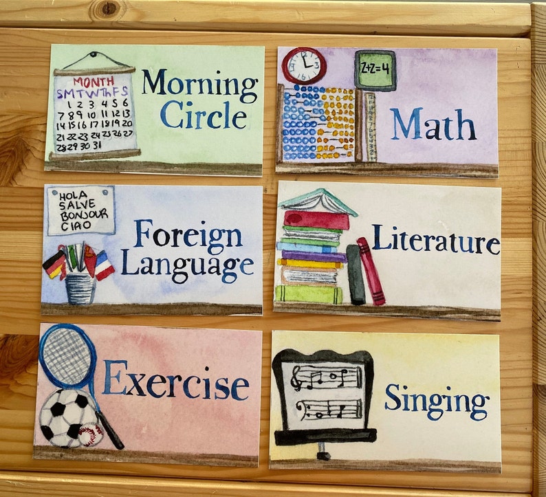 Watercolor Daily Rhythm Note Cards Homeschool Picture - Etsy
