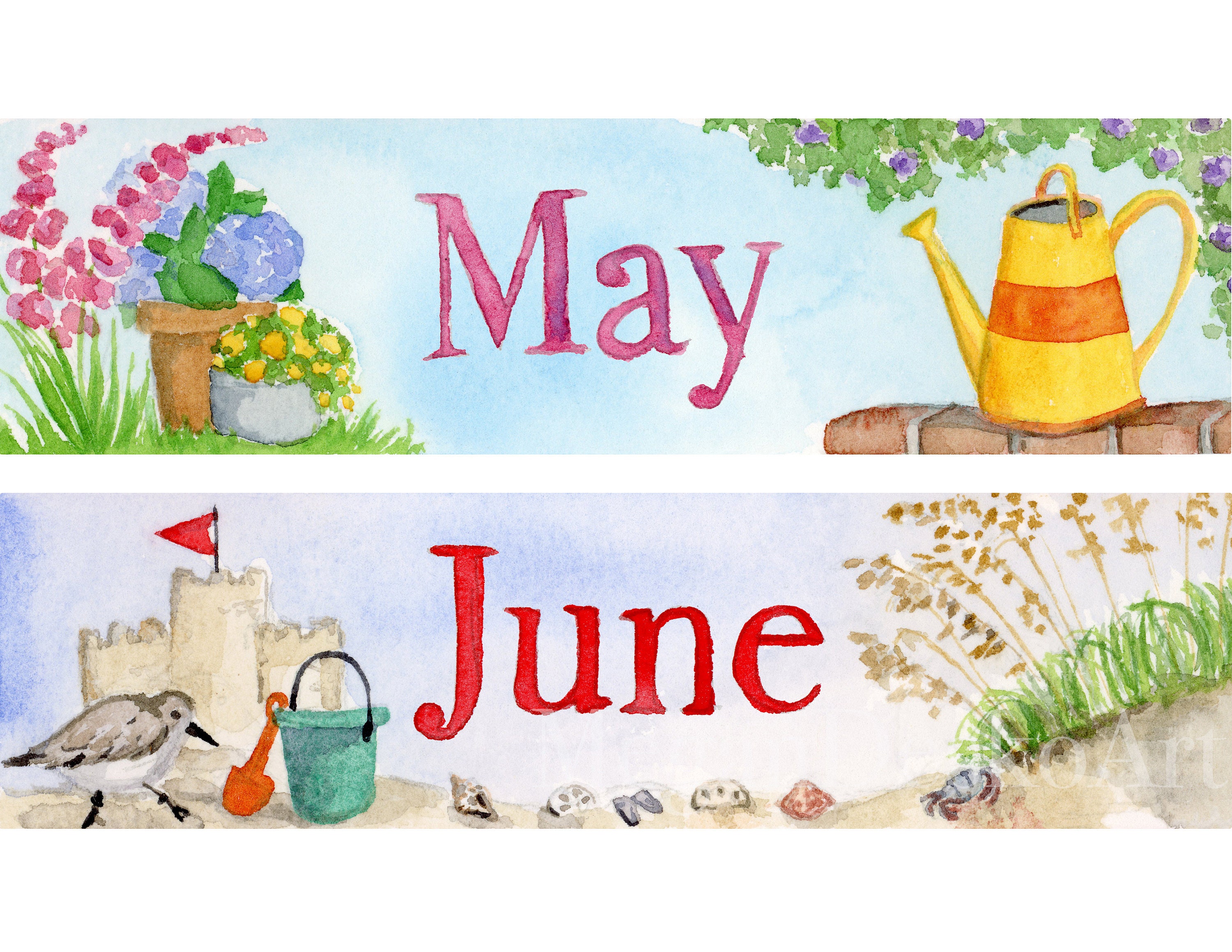 Watercolor Nature Themed Month Printable Pocket Chart - Etsy