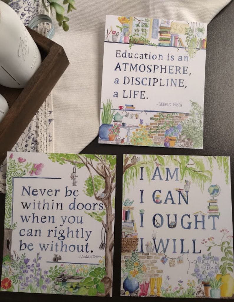 Set of Three Charlotte Mason Quote Watercolor Prints I Am I | Etsy