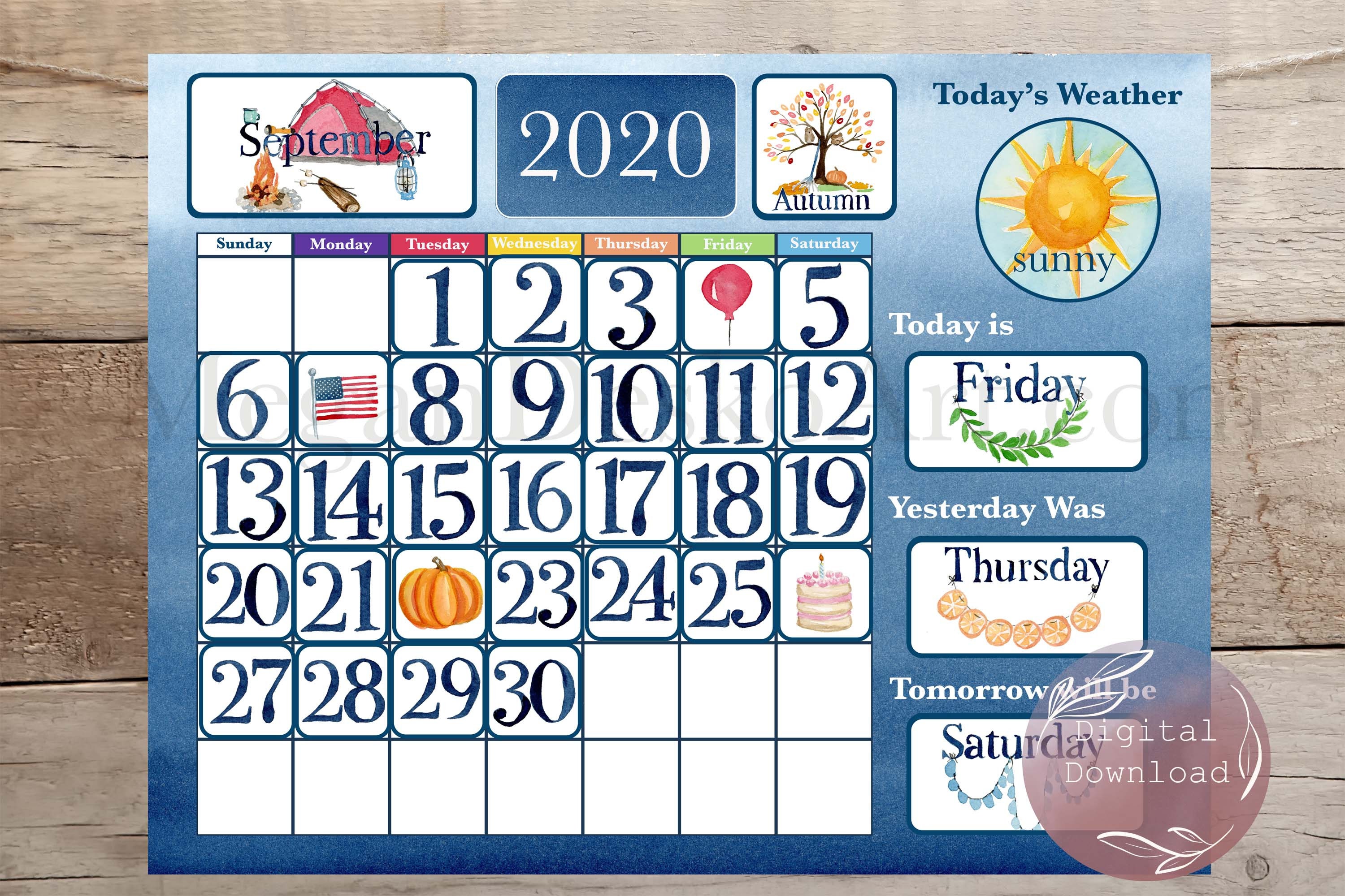 Digital Download Mini Watercolor Nature Calendar Kit 8.5x11in | Etsy