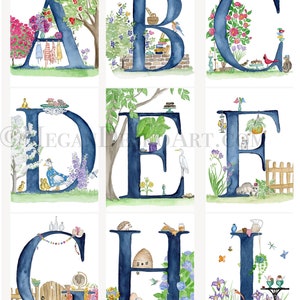 Full Alphabet 3 Sizes Digital Download, Teatime in the Garden ...