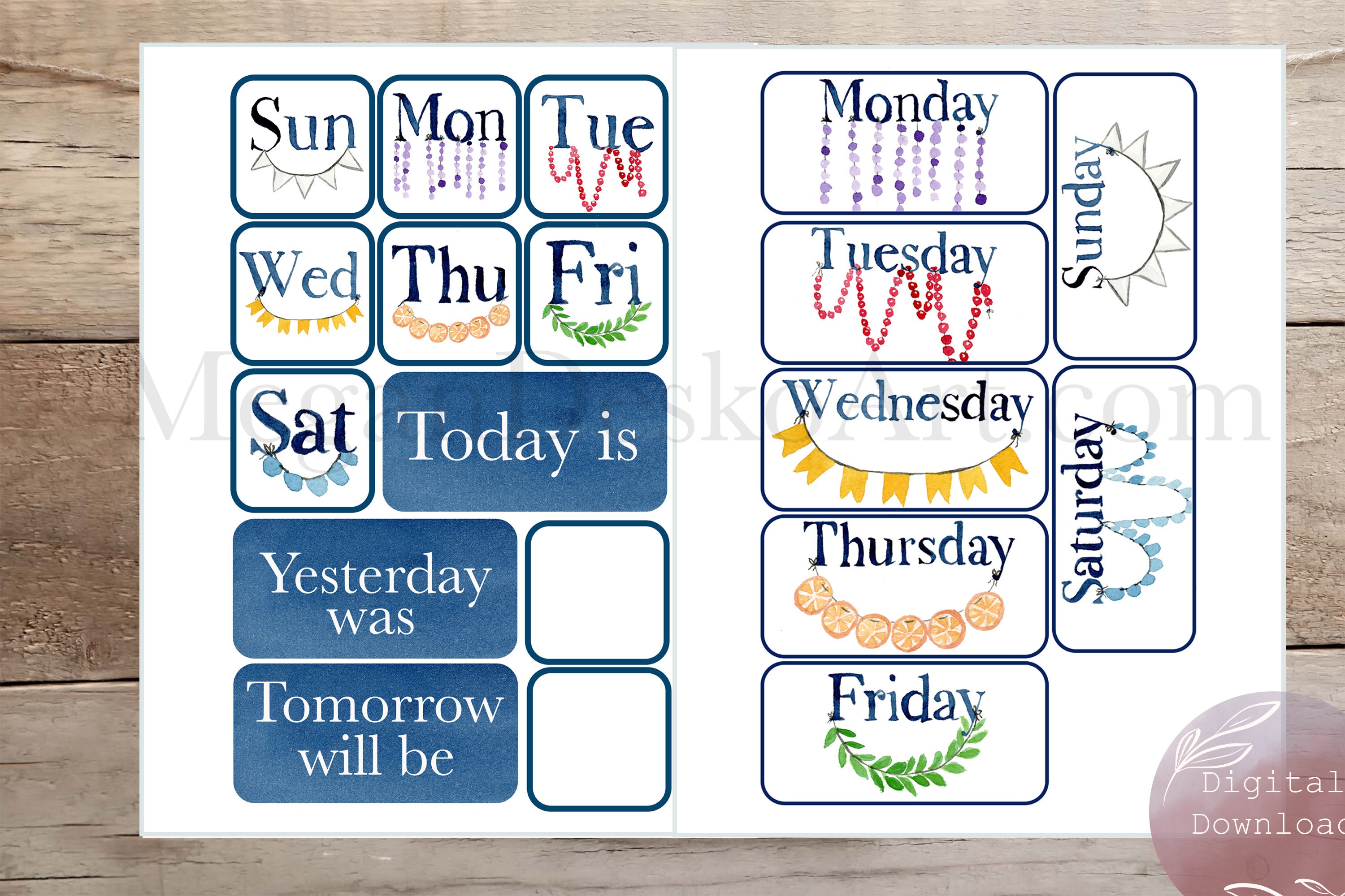 Digital Download Medium Watercolor Nature Calendar Kit - Etsy