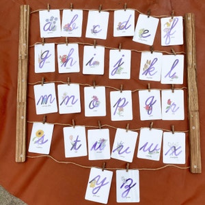 Digital Download Full Cursive Alphabet Cards and Print, Watercolor ...