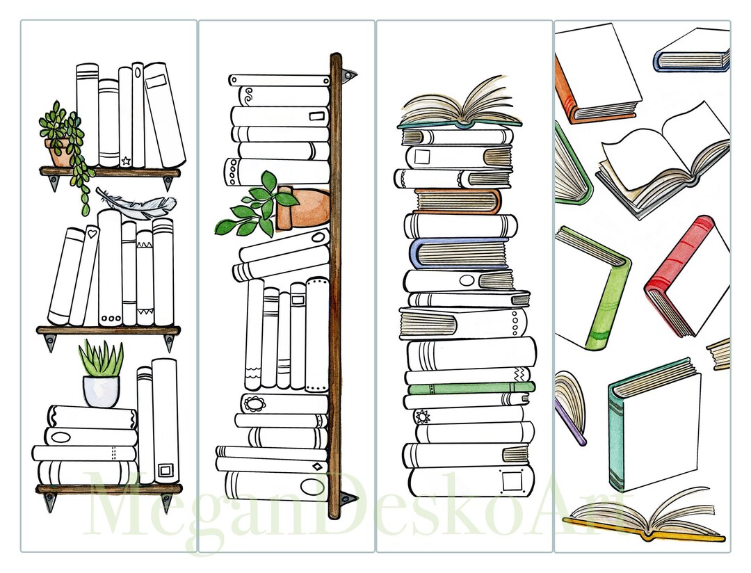 Bookshelf Reading Log Bookmark Printable; Color, Black & White, and ...