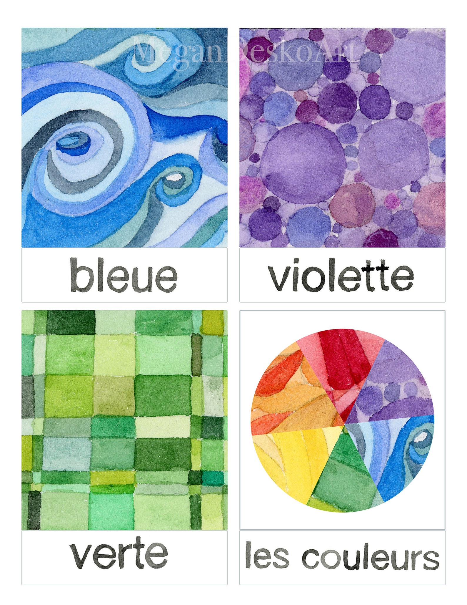 Digital Download 3 part French Color Cards Three Part | Etsy