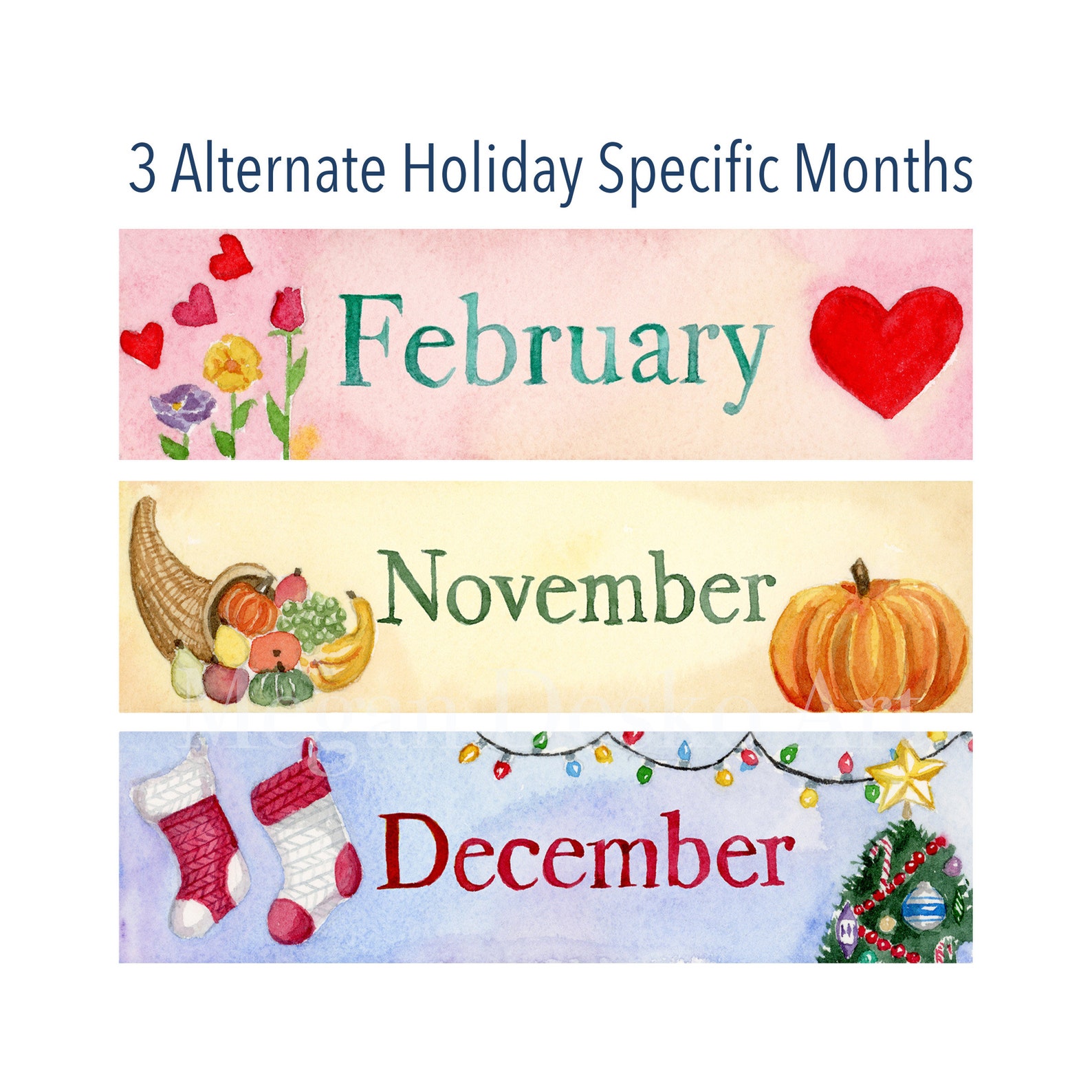 Watercolor Nature Themed Month Printable, Pocket Chart Calendar Months ...