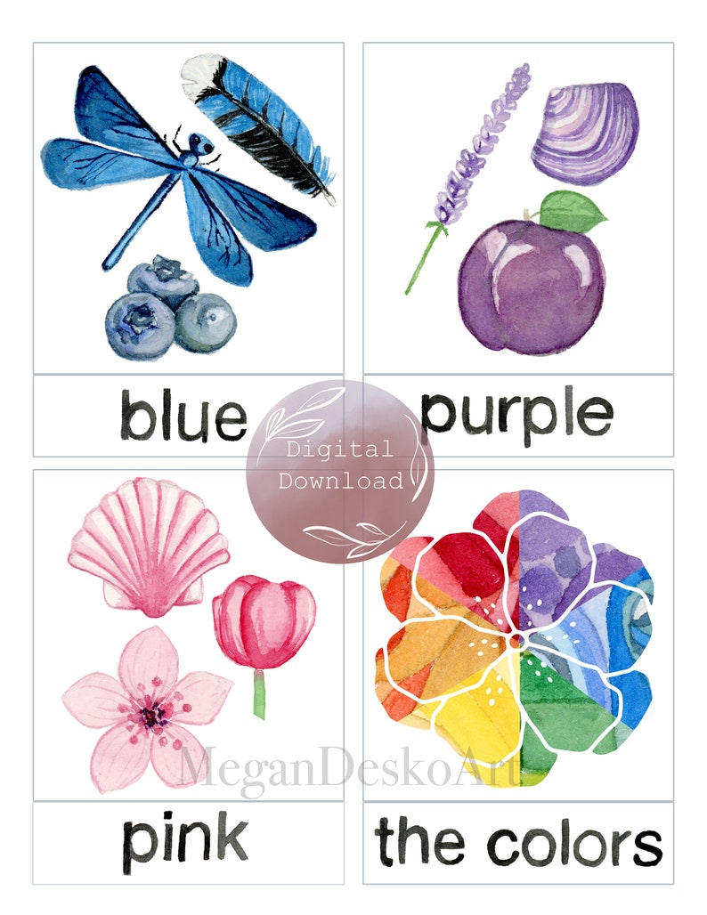 Digital Download 3 Part Nature Themed Color Cards Three Part - Etsy
