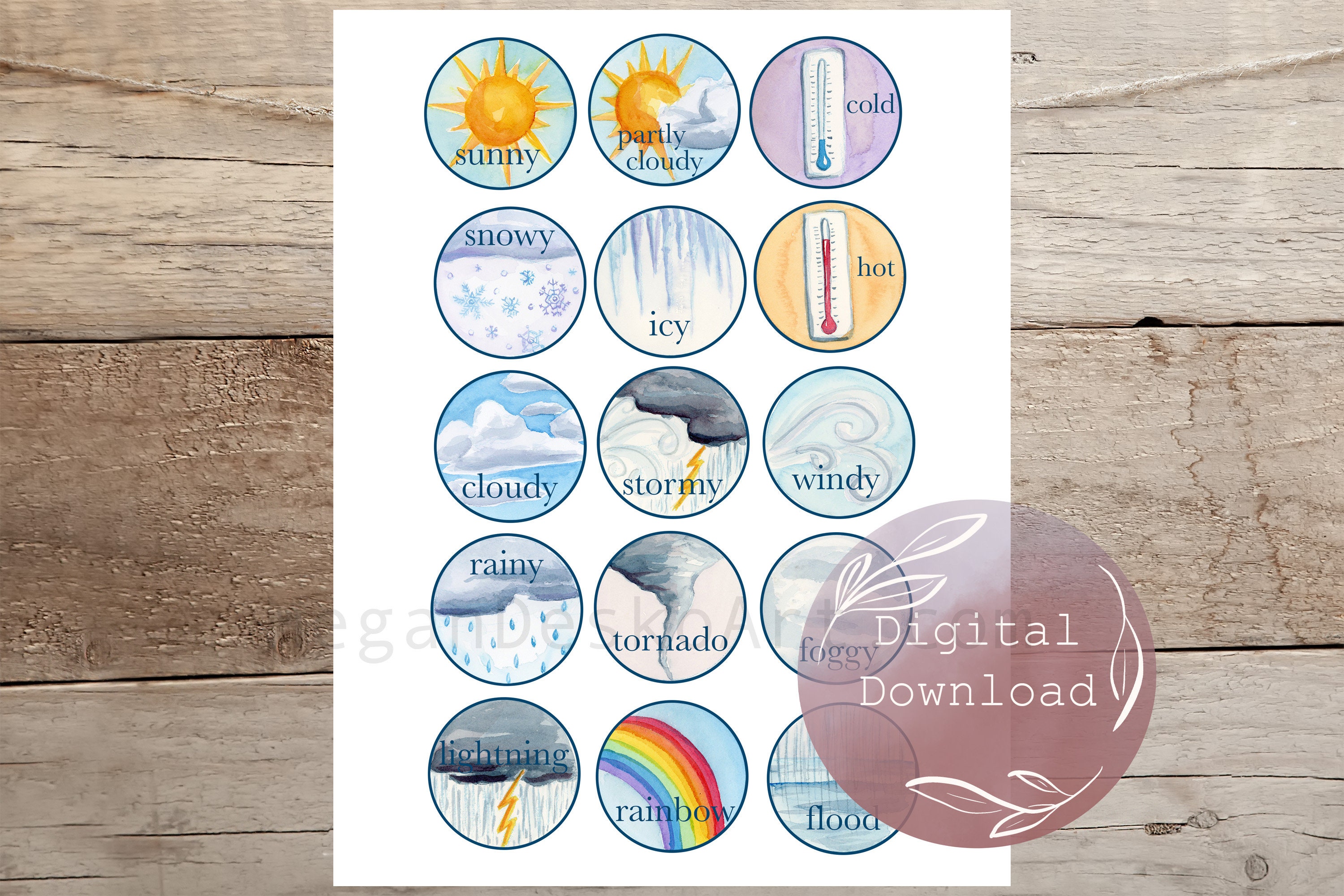 Digital Download Mini Watercolor Nature Calendar Kit 8.5x11in | Etsy