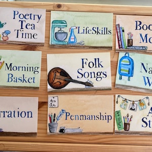 Watercolor Daily Rhythm Note Cards, Homeschool Picture Schedule ...